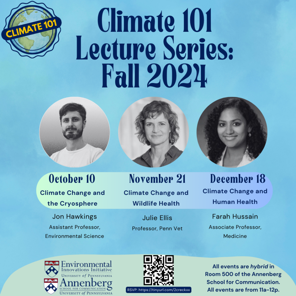 Fall 2024 Penn Environmental Innovations Initiative Climate 101 Lecture Series — John Hawkings ...